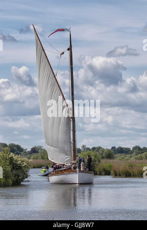 Norfolk Wherry Yacht "White Moth" on the River Bure at Horning, Norfolk ...