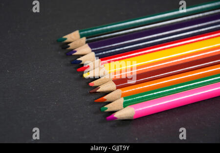 Arrangement of colored pencils closeup Stock Photo - Alamy