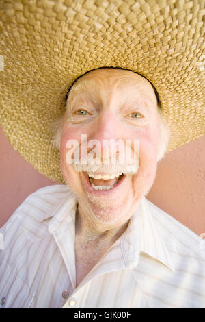 hat eye organ stare cowboy straw citizen burgher man senior senior ...