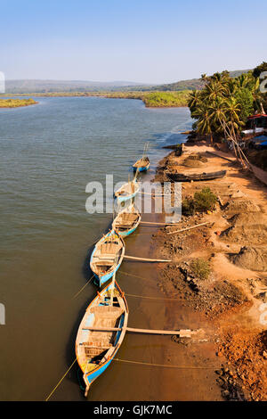 tropical landscape in goa at the terekhol river Stock Photo - Alamy