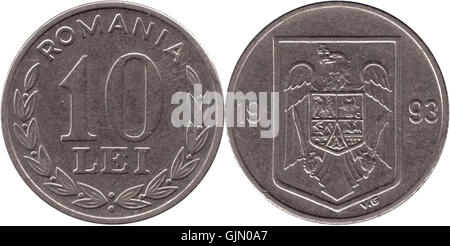 A 3 Lei coin from Romania, minted in 1966, highlighting the design and ...
