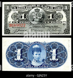 This 1896 Cuban banknote from El Banco EspaÃ±ol de la Isla de Cuba ...