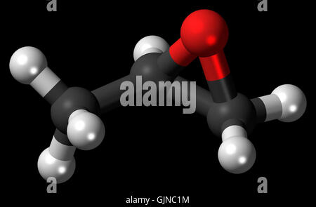 Propylene oxide molecule. Molecular model. 3D rendering. Illustration ...