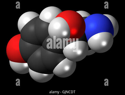 A space-filling model of the octopamine molecule, visually representing ...