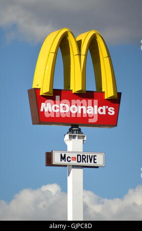 McDonald's McDrive logo sign post, Sopron, Hungary Stock Photo - Alamy