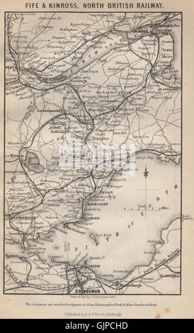 FIFE & KINROSS: North British Railway. Perth Edinburgh Dundee, 1887 old ...