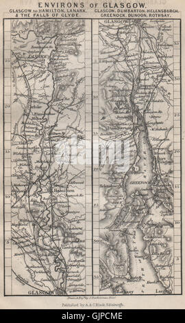 CLYDE ESTUARY: Glasgow Greenock Dumbarton. Scotland. BARTHOLOMEW, 1885 ...