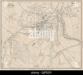 BUXTON vintage tourist town city plan. Derbyshire. WARD LOCK 1950 old ...