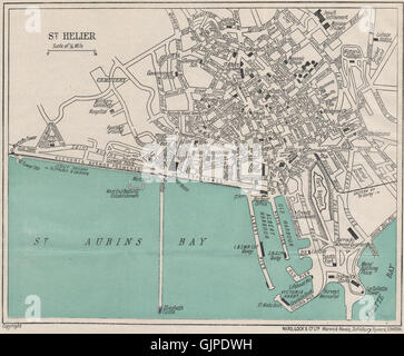 ST. HELIER vintage town/city plan. Jersey Channel Islands. WARD LOCK ...