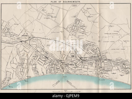 BOURNEMOUTH. Vintage town city map plan. Dorset 1950 old vintage chart ...
