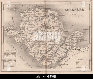 ANGLESEA county map by ARCHER & DUGDALE. Seats polling places 1845 old ...
