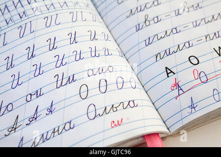 Russian letters are in textbook for elementary school classes Stock ...