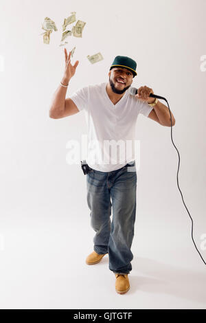 Rapper attitude rap singer hip Hop Dancer performing. Young man with ...