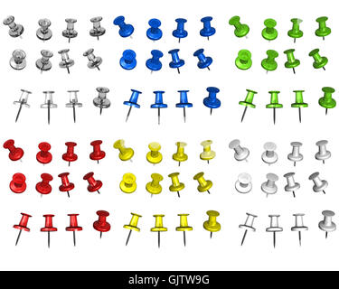 Close up of colourful collection of pins Stock Photo - Alamy