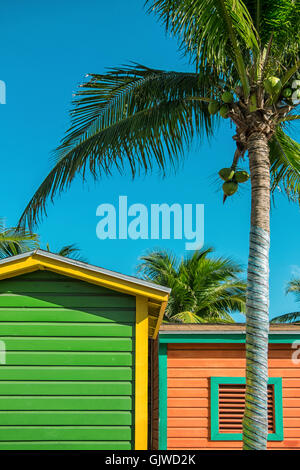 colorful beach huts in the bahamas Stock Photo - Alamy