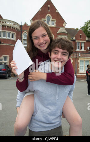 Hayes, UK. 18th Aug, 2016. Students Jack O'Connell, Harry Hadjimira and ...