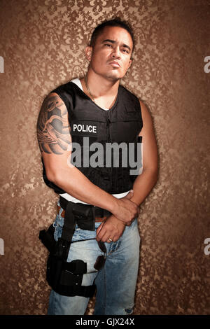 macho one handsome officer alone lonely police man male masculine ...