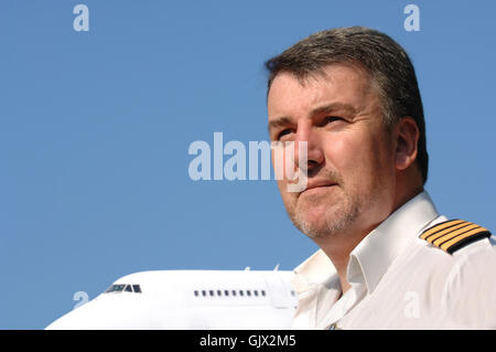 Pilot, chief pilot, cockpit, airplane, Airbus A380, civil aviation ...