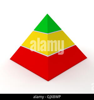 pyramid with color levels, pyramid chart. 3d rendering isolated on ...