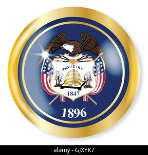Utah sign. Round US state logo with flag of Utah. Vector illustration ...