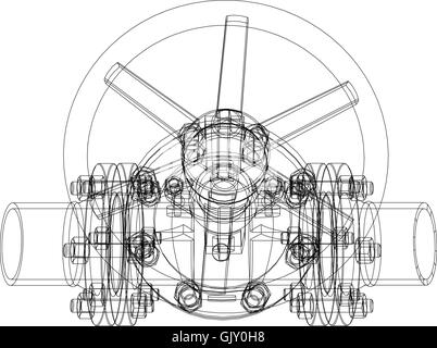 Pipe with valve top view vector illustration Stock Vector Image & Art ...