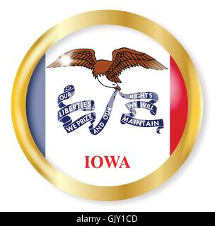 Icon flag of Iowa . Round glossy flag. Vector illustration. EPS 10 ...