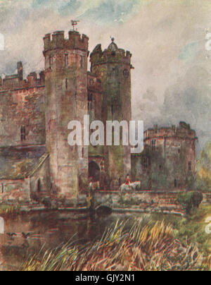 'Astley Castle' by Frederick Whitehead. Warwickshire, antique print ...