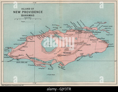 NEW PROVIDENCE. Vintage map. Bahamas. Caribbean 1931 old vintage chart ...