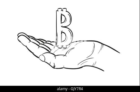 hand drawn vector illustration of Bitcoin cryptocurrency symbol Stock ...