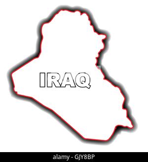 Iraq vector country map outline. Black line on white background Stock ...