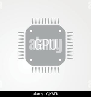 Graphics processing unit flat white icons on round color backgrounds ...