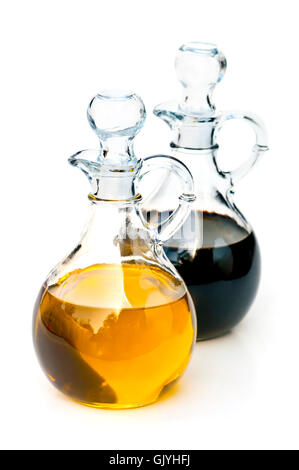 Vinegar bottles isolated. Transparent glass bottles with vinegars ...