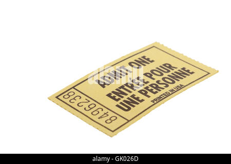 One Yellow Game Coupon Ticket Isolated on White Stock Photo - Alamy