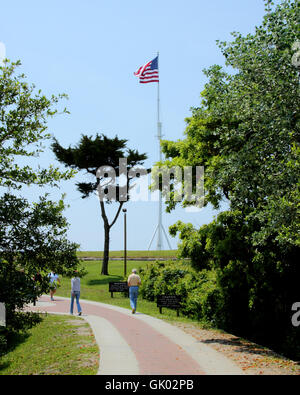 US flag flies at Fort Macon Stock Photo - Alamy