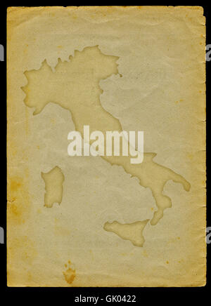 Italy map on old paper Stock Photo - Alamy