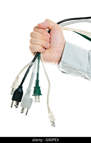 Power cord cable unplugged with group of white european electrical ...