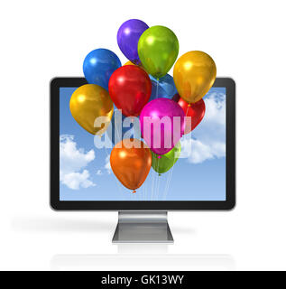 Multi monitor isolated screen computers in data center used by IT ...