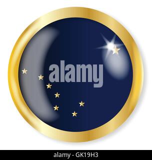 Alaska sign. Round US state logo with flag of Alaska. Vector ...
