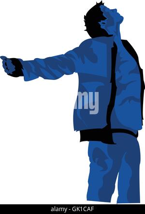 happy young man open arms cartoon vector illustration thick line Stock ...