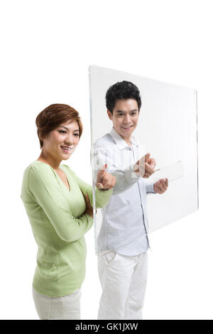 Studio shot couple of high-tech life Stock Photo - Alamy