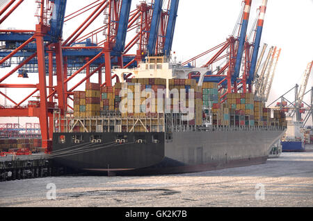 cranes ship discharge container containers crane container ship harbor ...