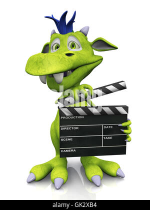 Monster with movie clapper board Stock Photo - Alamy