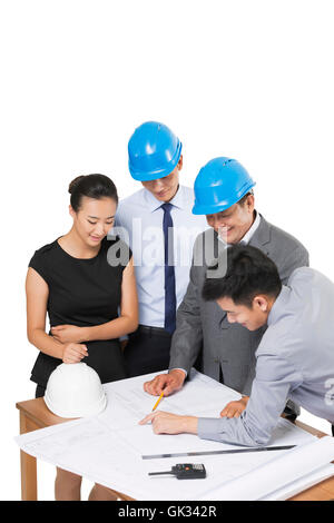 Architectural drawings design team research Stock Photo - Alamy