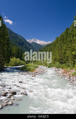 alps summer summerly stream valley landscape scenery countryside nature ...