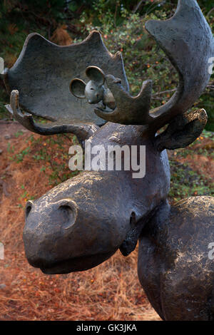 Idaho, Coeur d'Alene, Mudgy (moose) & Millie (mouse) bronze sculpture ...