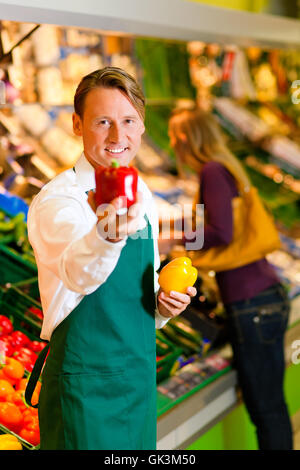 supermarket salesman salesperson shops woman customer retail shop shop ...