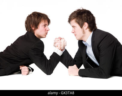 Two funny naked men fighting and wrestling, isolated on white ...