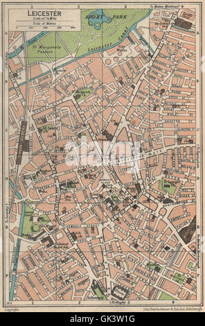 LEICESTER. Vintage town city map plan. Leicestershire 1950 old vintage ...