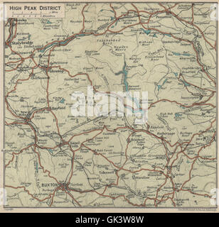 High Peak District. Buxton Glossop Derbyshire 1920 old antique map plan ...