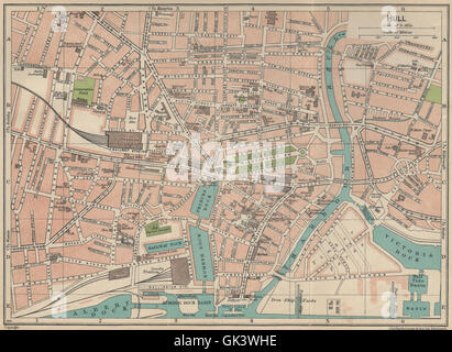 HULL. Vintage town city map plan. Yorkshire 1950 old vintage chart ...